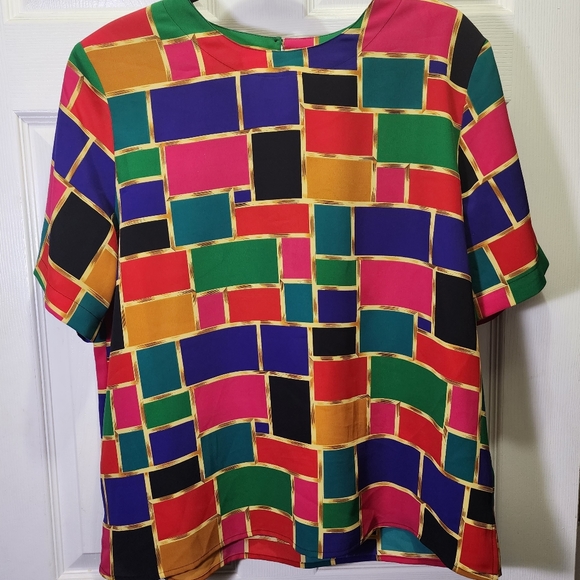 Modern Essentials | Tops | Vintage Modern Essentials Color Block Blouse ...